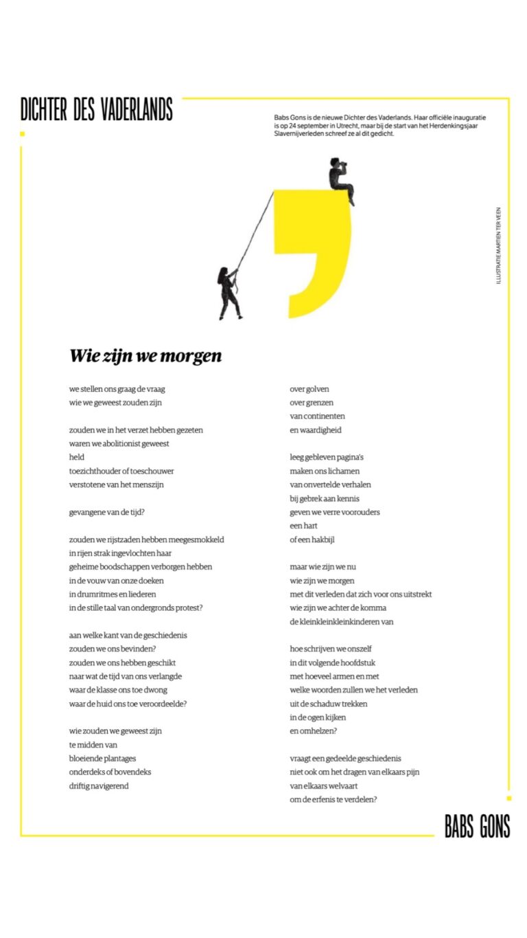 Eerste gedicht als Dichter des Vaderlands in NRC - Babs Gons